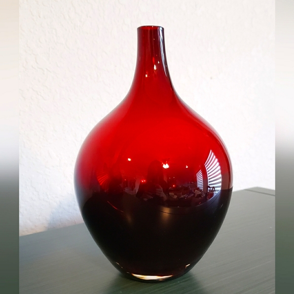 Hand Crafted | Accents | Handblown Red Art Glass Vase | Poshmark